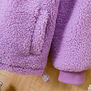 Baby Coat Toddler Boy Winter Clothes Kids Hooded Faux Fur Jacket Cute Bear Ears Shape Fleece Warm Hoodies Purple