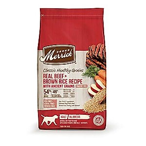 Merrick Classic Healthy Grains Real Beef & Brown Rice Recipe with Ancient Grains Dry Dog Food, 25 lbs.