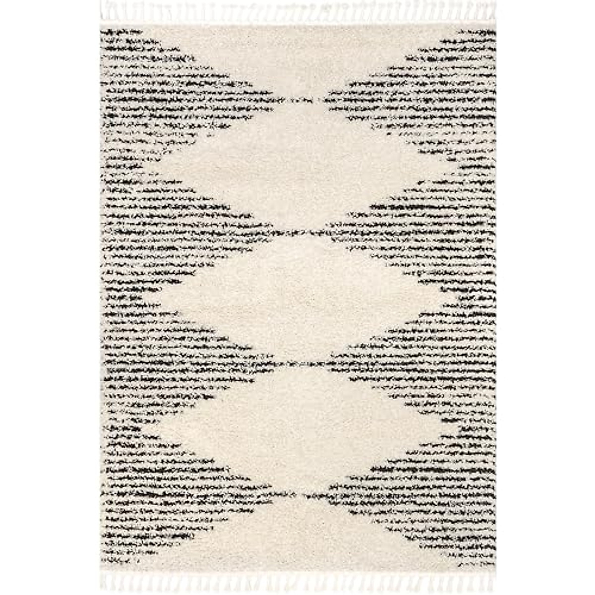 nuLOOM Bria Moroccan Shag Tasseled Area Rug - 2x3 Accent Shag Rug Modern/Contemporary Off-White/Charcoal Rugs for Living Room Bedroom Dining Room Nursery Entryway