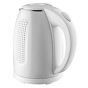 OVENTE Portable Electric Kettle Stainless Steel Instant Hot Water Boiler Heater 1.7 Liter 1100W Double Wall Insulated Fast Boiling with Automatic Shut Off for Coffee Tea & Cold Drinks, White KD64W