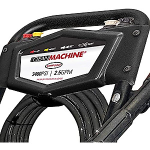 SIMPSON Cleaning CM61083 Clean Machine 3400 PSI Gas Pressure Washer, 2.5 GPM, CRX Engine, Includes Spray Gun and Wand, 4 QC Nozzle Tips, 5/16-in. x 25-ft. MorFlex Hose
