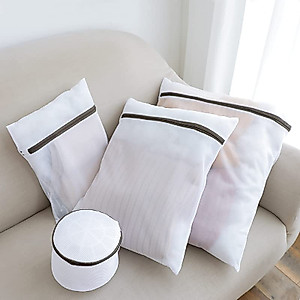 Mesh Laundry Bags Heavy Duty Fine Mesh Wash Bag Travel Storage Organize Bag, Fine Weave Fabric Zipper Closure Travel Laundry Bag (Cylinder)