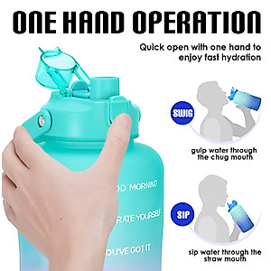 HydroPal Water Bottles with Straw, 128 oz Gallon Water Bottle Water Jug BPA Free Leak-proof Sports Bottle with Times to Drink Perfect for Fitness Gym Camping Outdoor (128OZ Fantasy Forest)