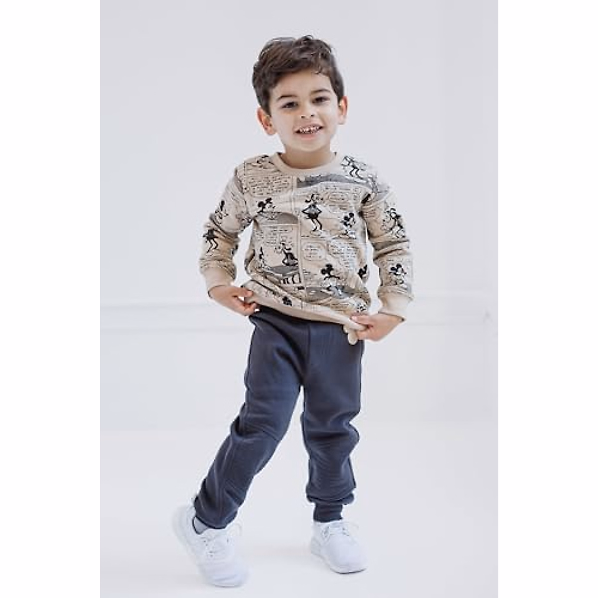 Disney Mickey Mouse Goofy Little Boys Fleece Sweatshirt and Pants Set Brown/Gray 7-8