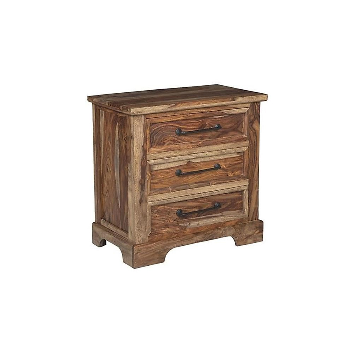 Porter Designs Crossroads Solid Sheesham Wood Bedroom Nightstand in Brown