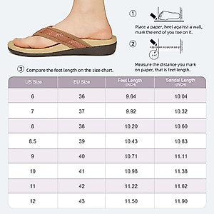 MEGNYA Diabetic Supportive Flip Flops for Women, Best Orthotic Sandals for Flat Feet/High Arch, Athletic Thong Style Sandals for Outdoor Activities Coffee Size 9