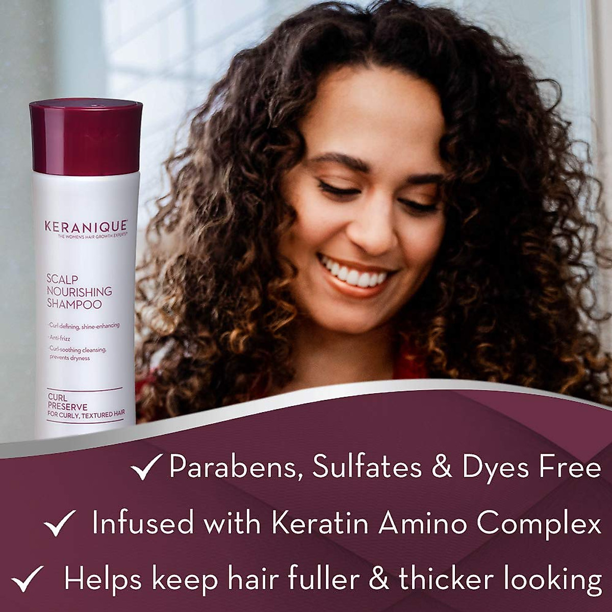 Keranique Curl Preserve Shampoo for Curly Hair, Textured Hair, 8 Fl Oz