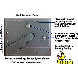 8.5x11 Black Gallery Certificate and Document Frame - Wide Molding - Includes Both Attached Hanging Hardware and Desktop Easel - Award, Certificates, Documents, a Diploma, or a Photo 8.5 x 11