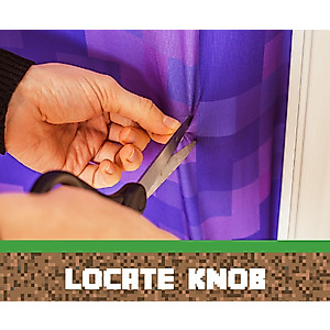 Ukonic Minecraft Purple Nether Portal Gateway Fabric Door Cling | Wall Decorations, Playroom Accessories, Kids Room Essentials Home Decor | Video Game Gifts and Collectibles | 34 x 82 Inches