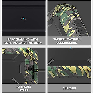 WEFOR Armor Designed for AirPods Pro Case Cover, Full-Body Protective Rugged Metal Soft Silicone AirPod Pro Case with Keychain for AirPods Pro Wireless Charging Case, Camo Green [Front LED Visible]