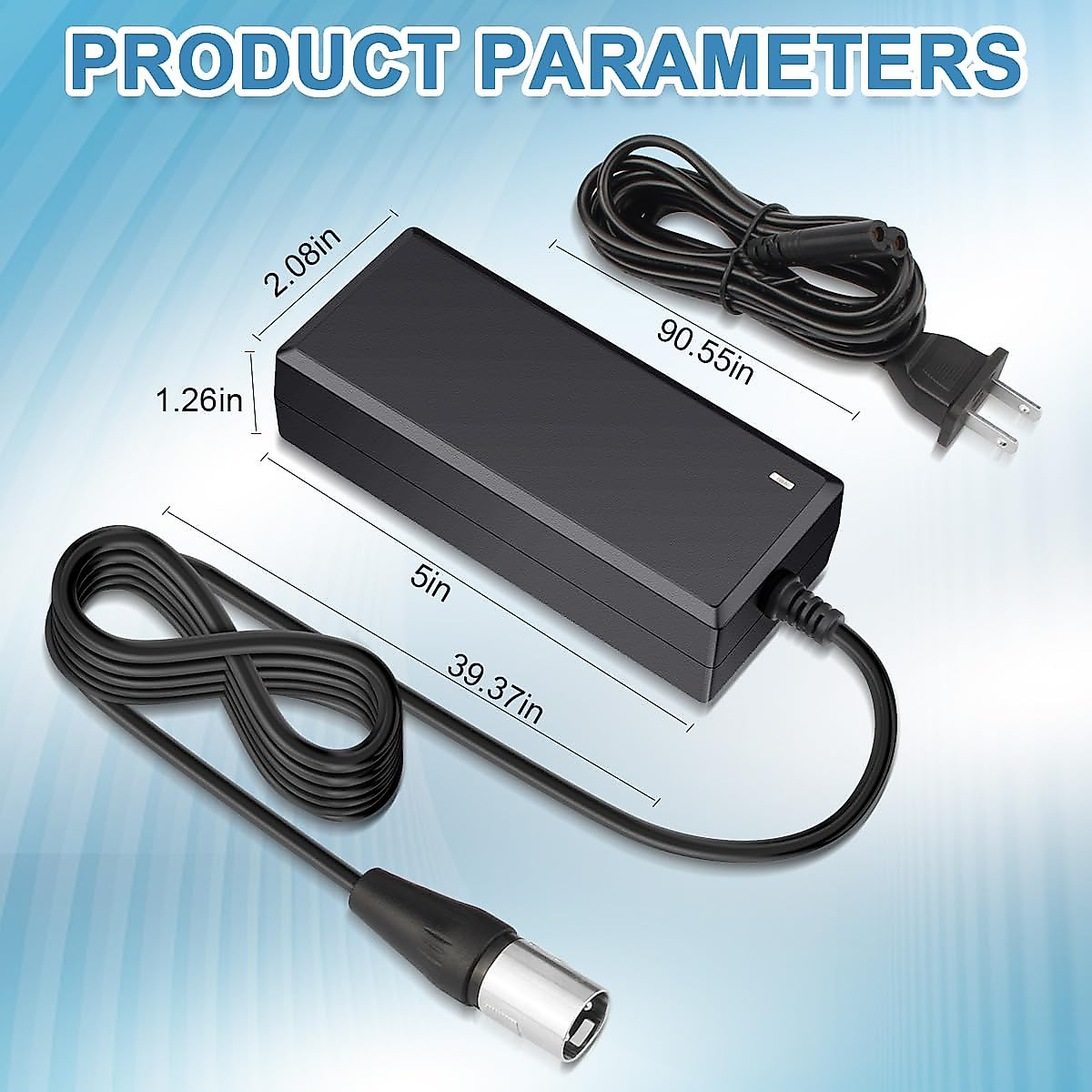 24V 2A 3-Pin XLR Electric Scooter Battery Charger for Go-Go Elite Traveller Plus HD US, Pride Mobility Scooter, Ezip Mountain Trailz, Jazzy Power Chair, 4 Wheel Mobility