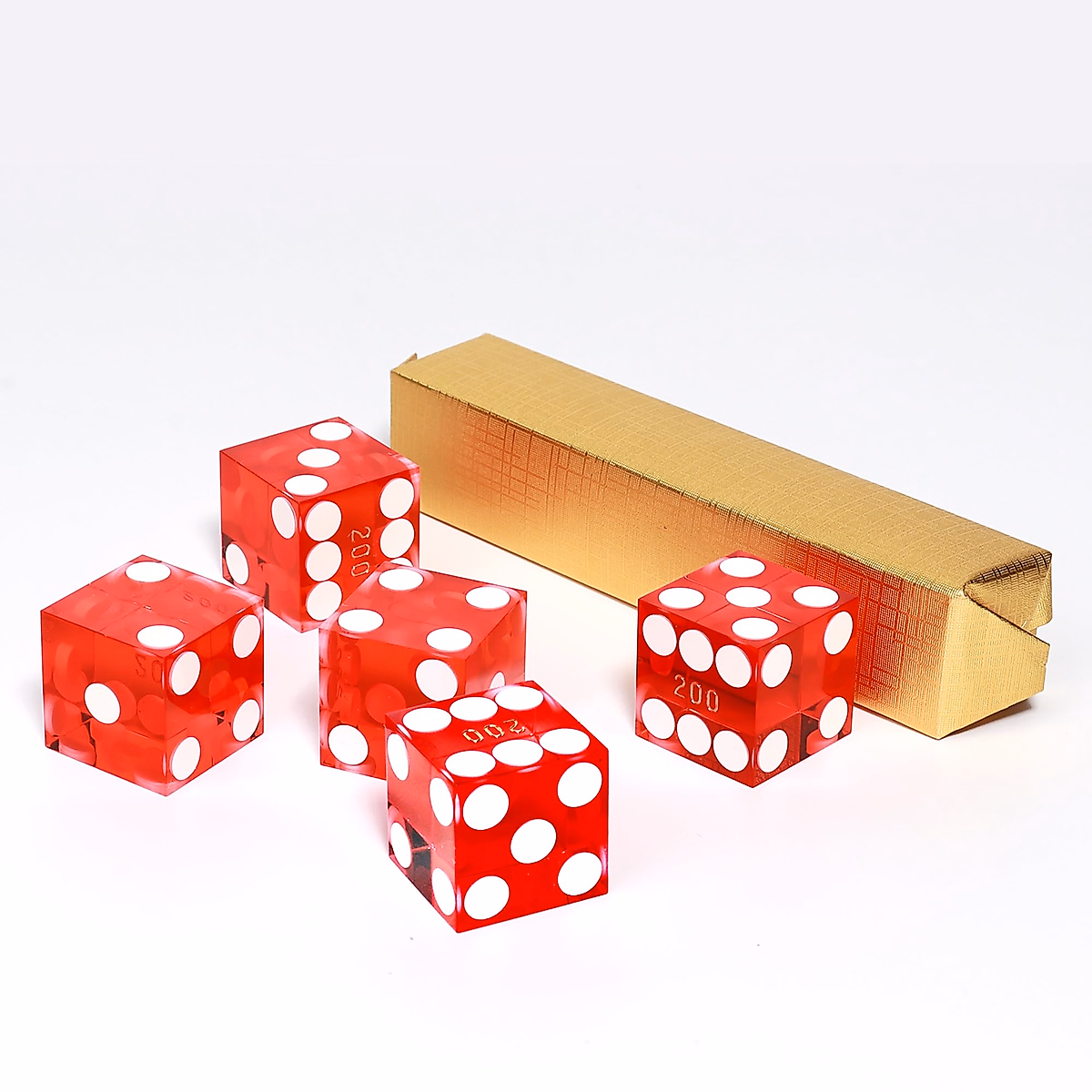 GSE Games & Sports Expert AAA Grade 19mm Pro Vegas Casino Style Craps Dice Set of 5 with Razor Sharp Edges & Matching Serialized Numbers for RPG, Dice Stacking, Yahtzee Dice Games