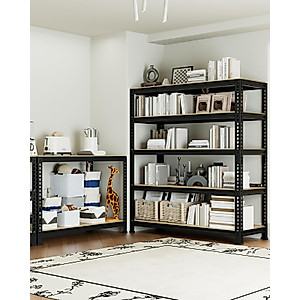 PrimeZone 32" W x 16" D x 63" H Storage Shelves - 5 Tier Adjustable Garage Storage Shelving, Heavy Duty Metal Storage Utility Rack Shelf Unit for Warehouse Pantry Closet Kitchen, Black