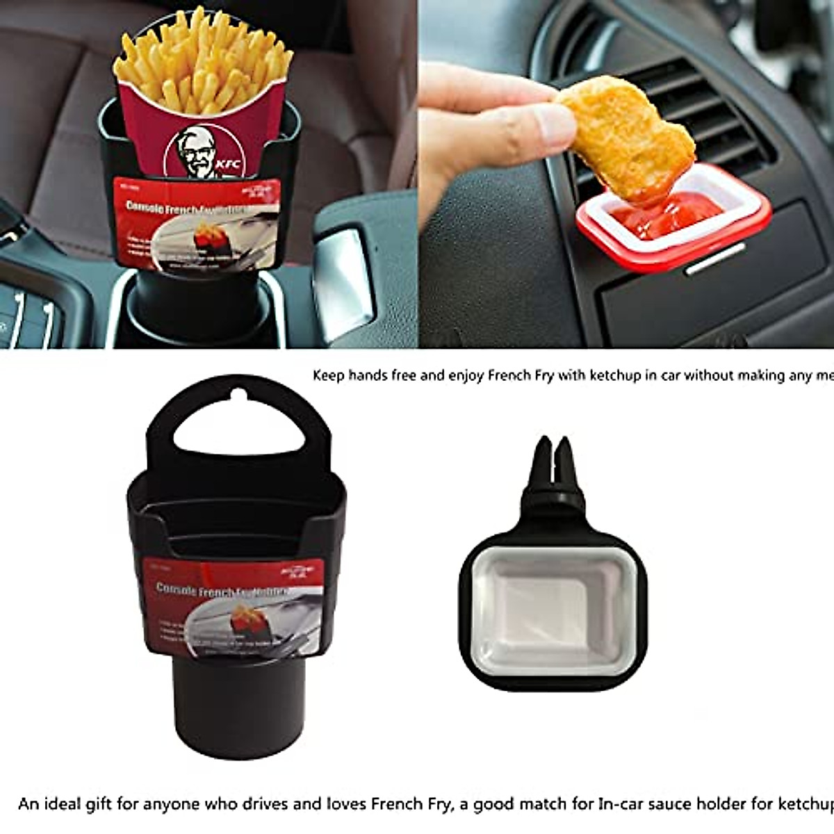 APCHY Car Air Vent Clip Sauce Holder, French Fry Cup Holder for Car, Mini Dipping Cups, Car Accessories, Sauce Containers for Ketchup Dipping