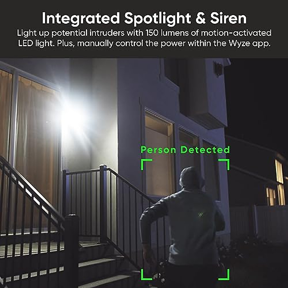 WYZE Battery Cam Pro, Wireless, No Hub, 2K HDR IP65 Outdoor/Indoor Smart Security Camera, Color Night Vision, Integrated Spotlight & Siren, Removable & Rechargeable Battery, 2-Way Audio, White, 1-Pack