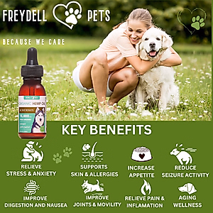 FREYDELL Pets - Hemp Oil for Dogs and Cats - Hemp Oil Drops with Omega Fatty Acids - Hip and Joint Support and Skin Health