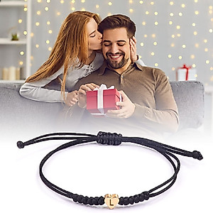 Black Initial Bracelet Initial C Charm Letter Bracelets for Women Men Teen Girls Handmade Rope Braided Initial Bracelets Heart Letter Woven Bracelet Graduation Mothers Day Gifts for Mom(C)