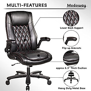Modoway O205 High Back Office Chair Lumbar Support, Big and Tall Office Chair 400lbs, Computer Desk Chair Adjustable Armrests, Comfortable Chair for Back Pain, Office Conference Room
