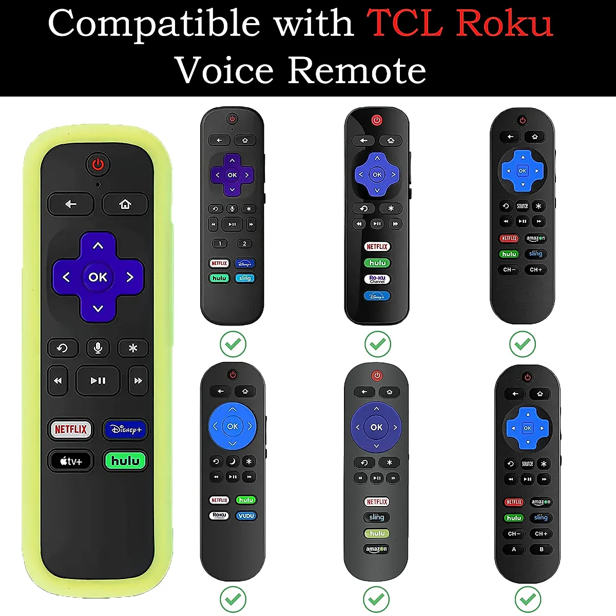Silicone Protective Controller Cover fits for Roku TV Voice Remote | Element | Onn | Hisense | Westinghouse Roku TV Controller Cover,Glow in The Dark