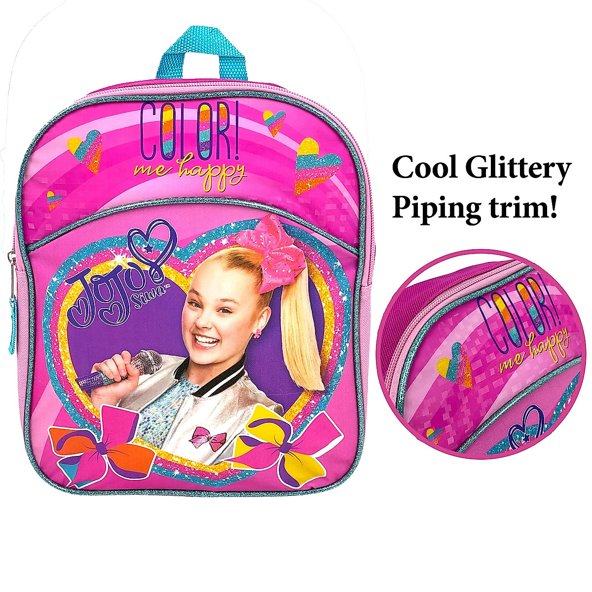 RALME Nickelodeon JoJo Siwa Mini Backpack for Girls & Toddlers - 12 Inch - Pink, Purple, Blue