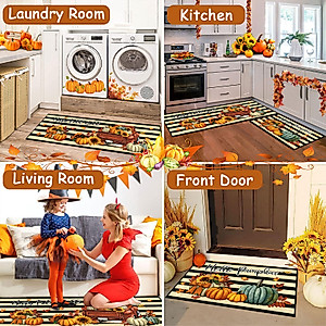 Ileading Fall Kitchen Rugs Sets 3 Piece with Runner Thanksgiving Sunflowers Rugs for Kitchen Happy Fall Y'all Kitchen Carpet Mat Autumn Harvest Kitchen Mats for Kitchen Laundry Room Office