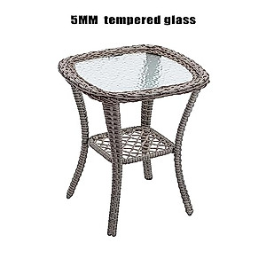 Rocking Chairs for Outside, Wicker Rocking Chairs Set of 2, Patio Rocking Chair with Rattan Table, Rocker Chair Outdoor with Comfortable Cushions, 360° Swivel Rocker Chairs for Yard, Porch, Balcony