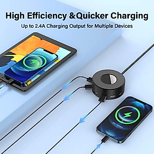 6-Port USB Charger Charging Station with Smart Identification, Desktop Multi-Port USB Charger Charging Station for Multiple Devices, iPhone iPad Tablets Cellphones (Black)