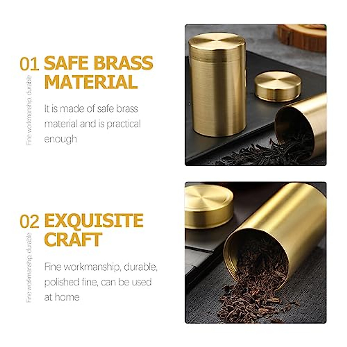 Airtight Containers Tea Canister Sealing Tea Jar Polished Tea Leaf Storage Jar Vintage Tea Canister Coffee Bean Can Copper Canister Food Container (11X6.5cm) Containers for Food