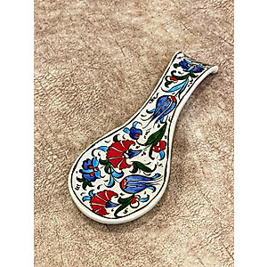 IstanbulArtWorkshop Turkish Ceramic Spoon Rest For Kitchen, Handmade Pottery Spoon Holder, Spoon Rest For Kitchen