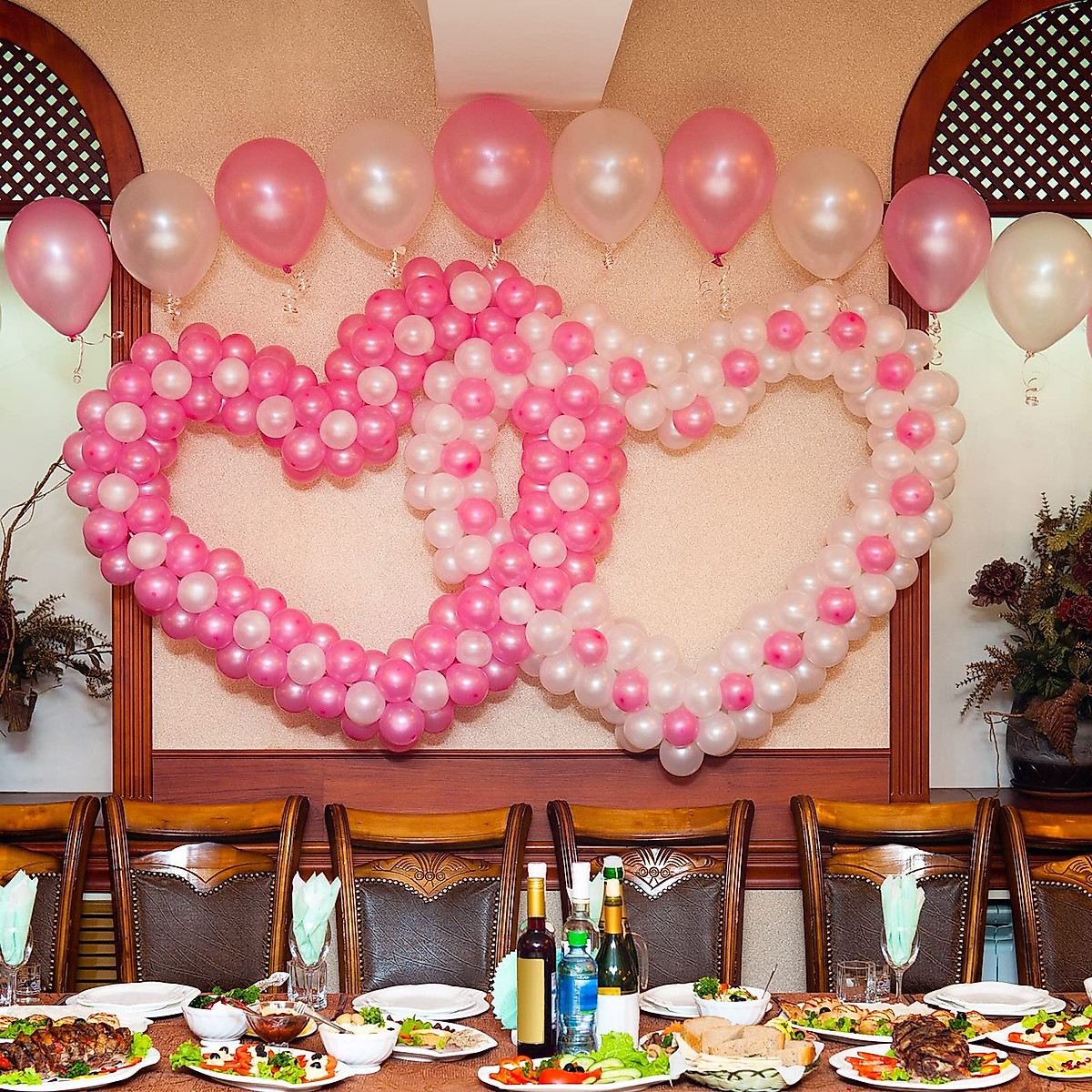 600 Pcs Pink Balloons Different Sizes Latex Balloons 18/10/ 5 Inch Gradient Pink and White Balloons DIY Balloon Arch Garland Kit for Wedding Bridal Shower Engagement Party