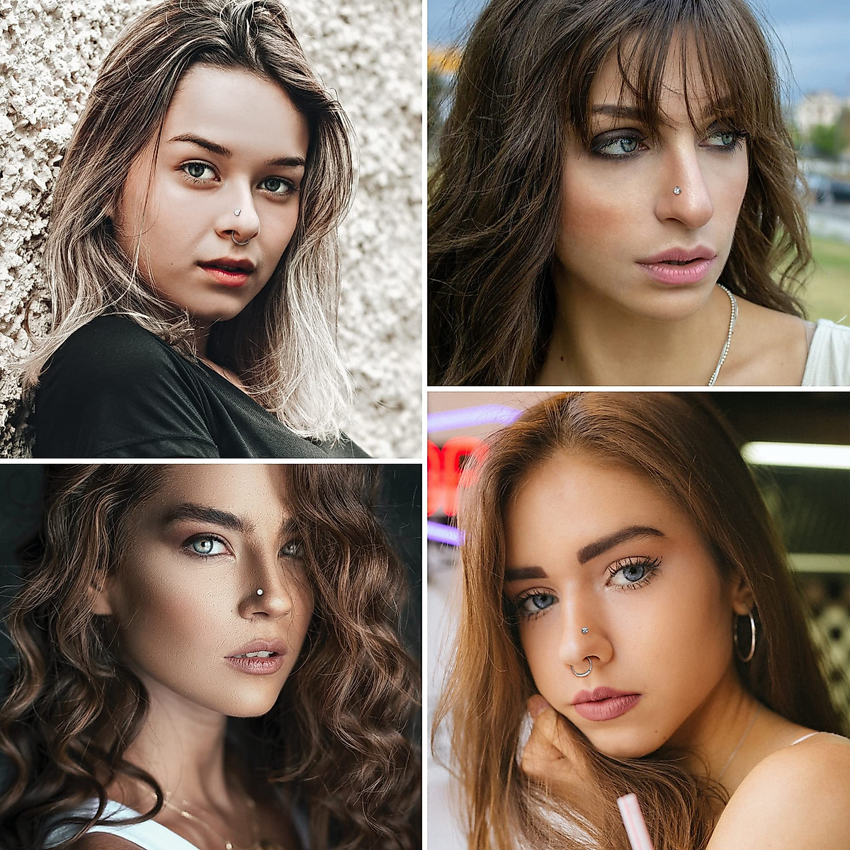 FINREZIO 27PCS 22G Surgical Steel Nose Rings Hoop Nose Studs for Women Men L Shaped Nose Rings Stud Cartilage Earrings Piercing Jewelry