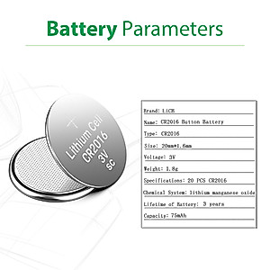 LiCB CR 2016 Battery,CR2016 Lithium Batteries,3 Volt Coin & Button Cell (20 Pack)