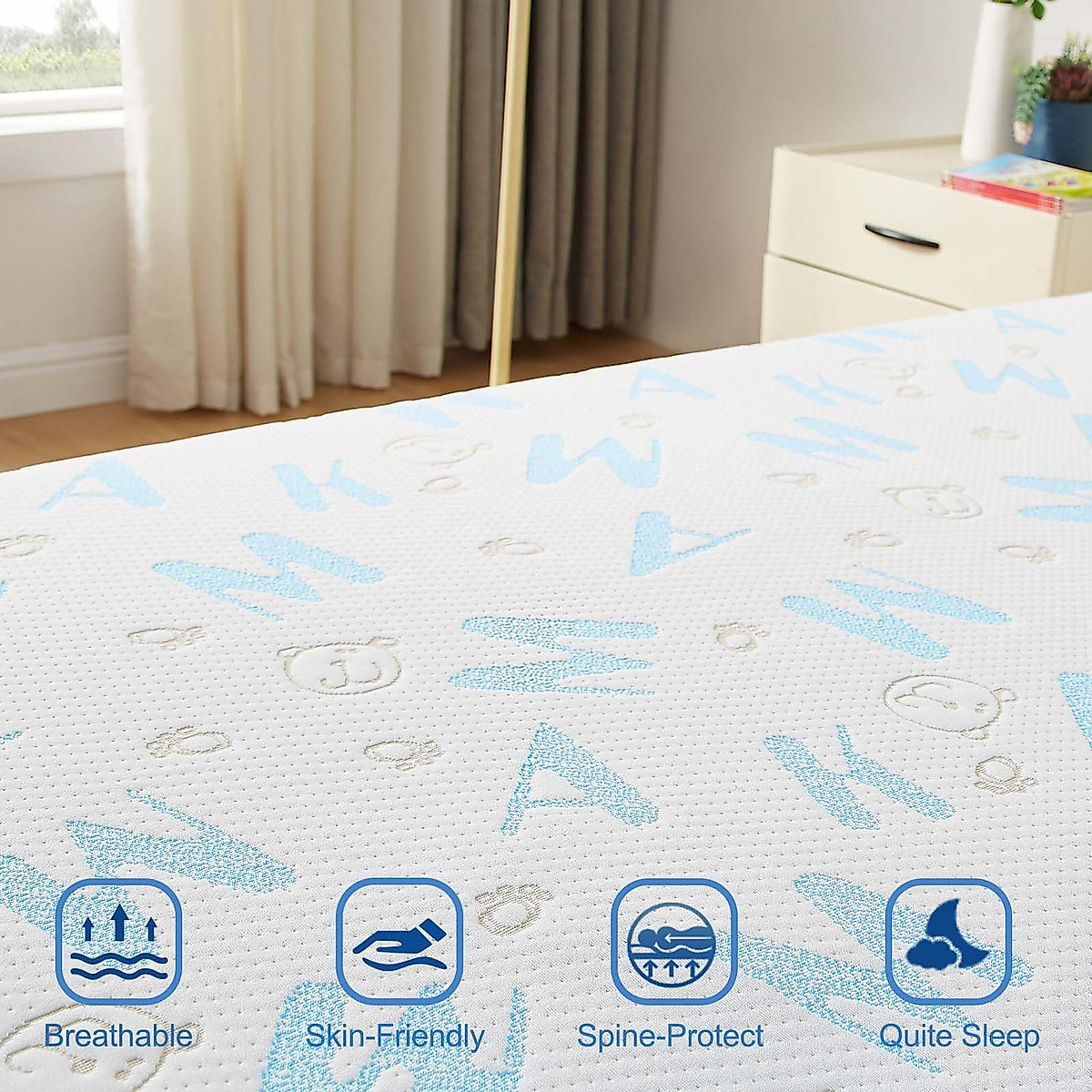 OUUI 5 Inch Twin Mattress for Kids, Removable Washable Cover Cooling Memory Foam Medium Feel, Bed-in-a-Box, CertiPUR-US Certified