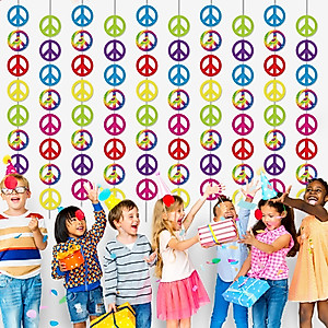 12 Pack 60's Hippie Theme Party Banners Decorations 60's Groovy Party Hanging Swirl Retro Peace Sign Paper Cutouts for 60's Hippie Theme Groovy Party Birthday Retro Party Carnival Decor Supplies