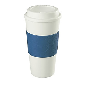 Copco 2510-9966 Acadia Double Wall Insulated Travel Mug with Non-Slip Sleeve, 16-Ounce, Blue
