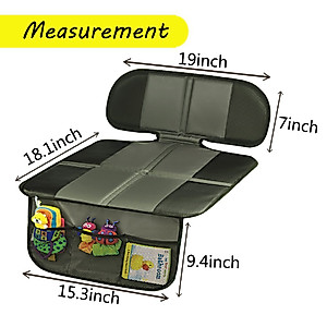 Big Ant Car Seat Protector Nonslip with Mesh Organizer for Infant Baby Cars Seats Waterproof Dog Mat Cover Pad Protects Automotive Vehicle Leather or Cloth Upholstery(Gray)