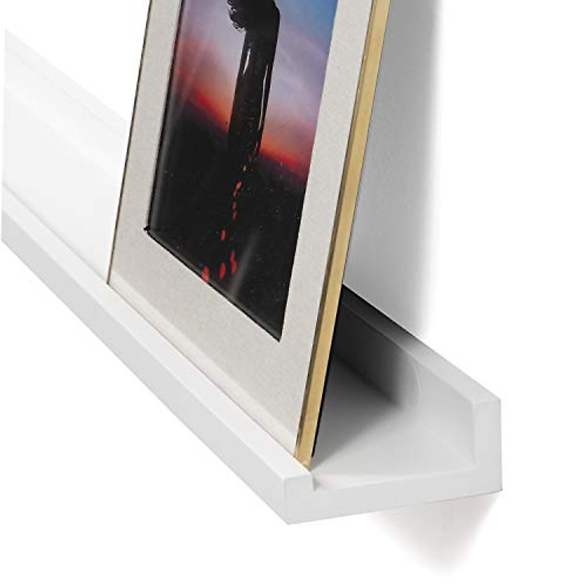 Wallniture Denver 46" White Floating Shelves for Wall Decor, Wall Bookshelves for Living Room, Photo Ledge for Bedroom, Rustic Wall Shelves, Floating Wall Bookshelf, Wood Picture Ledge Shelf Set of 4