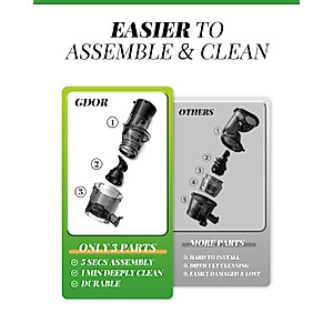 GDOR Cold Press Juicer Machines, Masticating Juicer Extractor with 3.5-Inch Feed Chute, Slow Juicer With High Yield, Easy to Clean,Grey