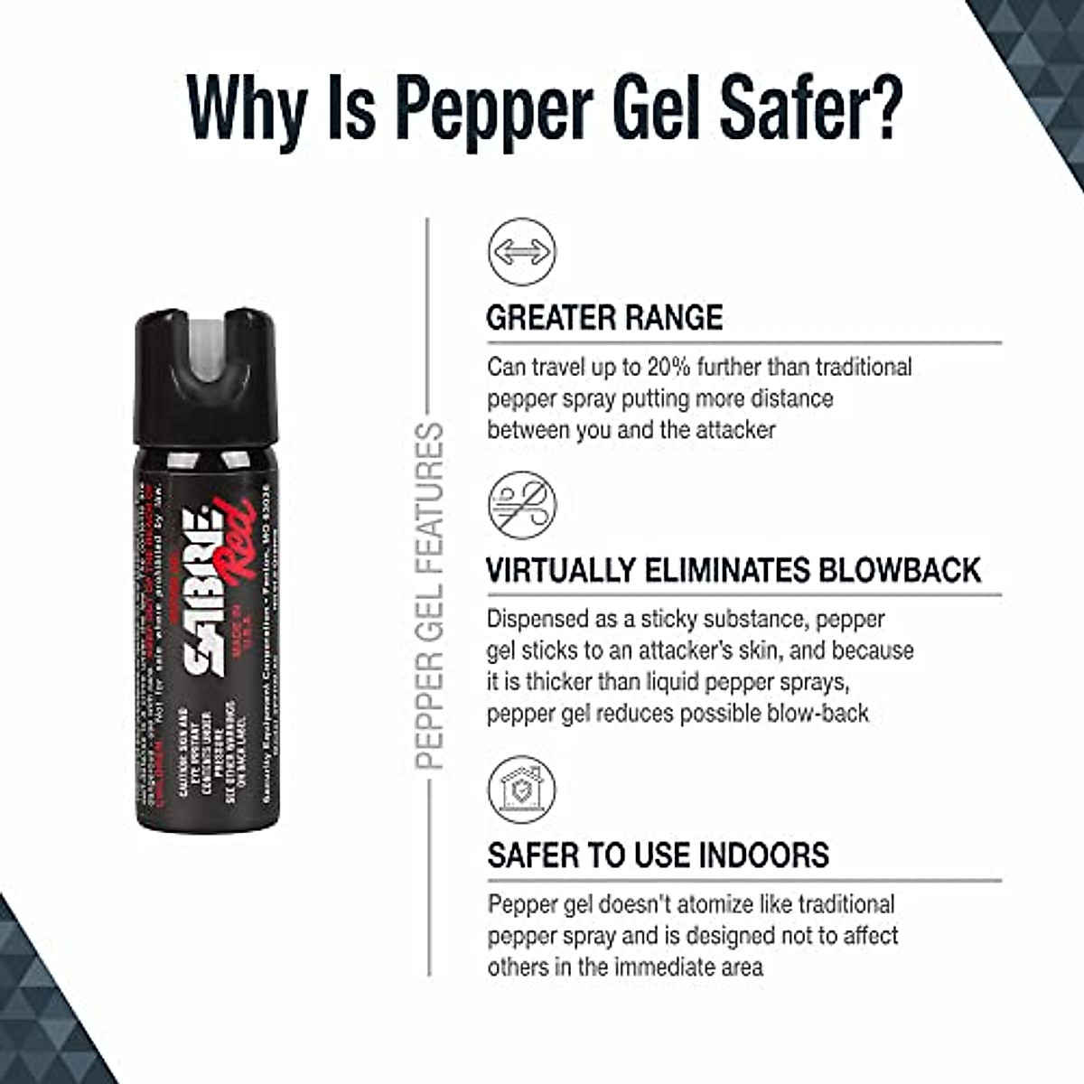 SABRE RED Home and Away Protection Kit, Includes One Pepper Gel Containing 17 Bursts, Has A 17-Foot (5-Meter) Range and Includes A Wall Mount, Pepper Spray Has 25 Bursts and A 10-Foot (3-Meter) Range