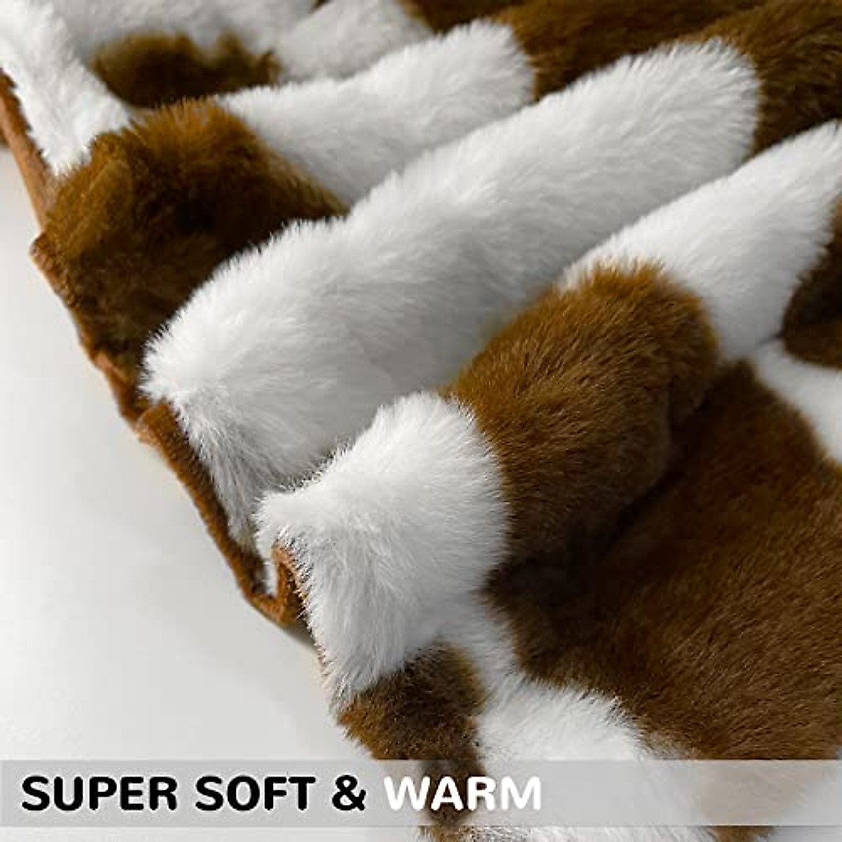 Cow Print Blanket, Double-Sided Throw Blanket for Couch Sofa Bed Office Fleece Blanket Soft Fluffy Blankets Plush Blanket for Adults Kids in All Seasons 51" x 63"