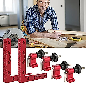 W B D WEIBIDA 90 Degree Clamps For Woodworking, Positioning Squares Right Angle Clamps 2 Pack, 5.5" X 5.5" (140 x 140mm) Aluminum Alloy Corner Clamps Tools For Cabinets, Picture Frame, Drawers
