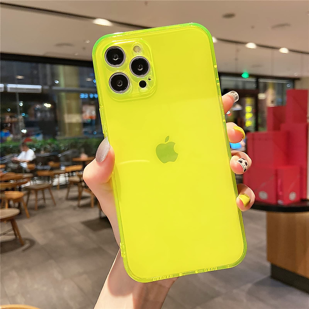 NOVOSTAR Cool Neon Phone Case,Protective Soft Silicone Pink Phone Case-Yellow-for iPhone xr