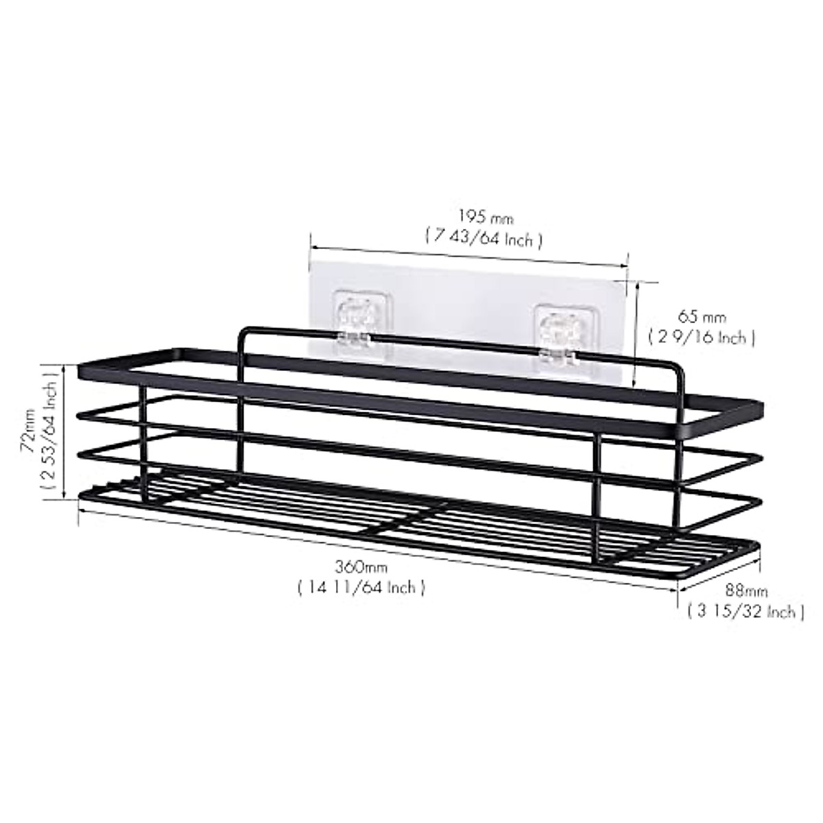 KES Adhesive Shower Caddy Rustproof Bathroom Shelf Organizer Wall Shower Basket Stainless Steel Matte Black 2 Pack, BSC204S36DF-BK-P2
