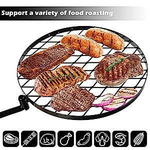 OKL Adjustable Swivel Campfire Grill Grate, Portable Heavy Duty Steel Go Open Fire Cooking Camping Grill Barbecue with Water Bottle Support Frame for Griddle Plate BBQ (18 Inch)