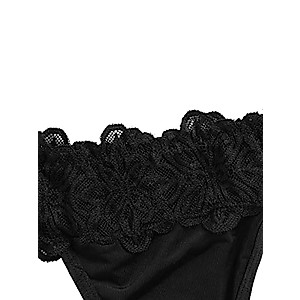 MakeMeChic Women's Sexy 6packs Leopard Print Contrast Lace Cut Out Panty Set Black XL