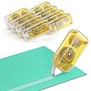 Mini Japan Dots Adhesive Roller .20-Inx197-In (985” Total) 8-Pack, Yellow Scrapbook Adhesive Tape Glue Roller Runner, Photo Tape- Scrapbooking-XFasten