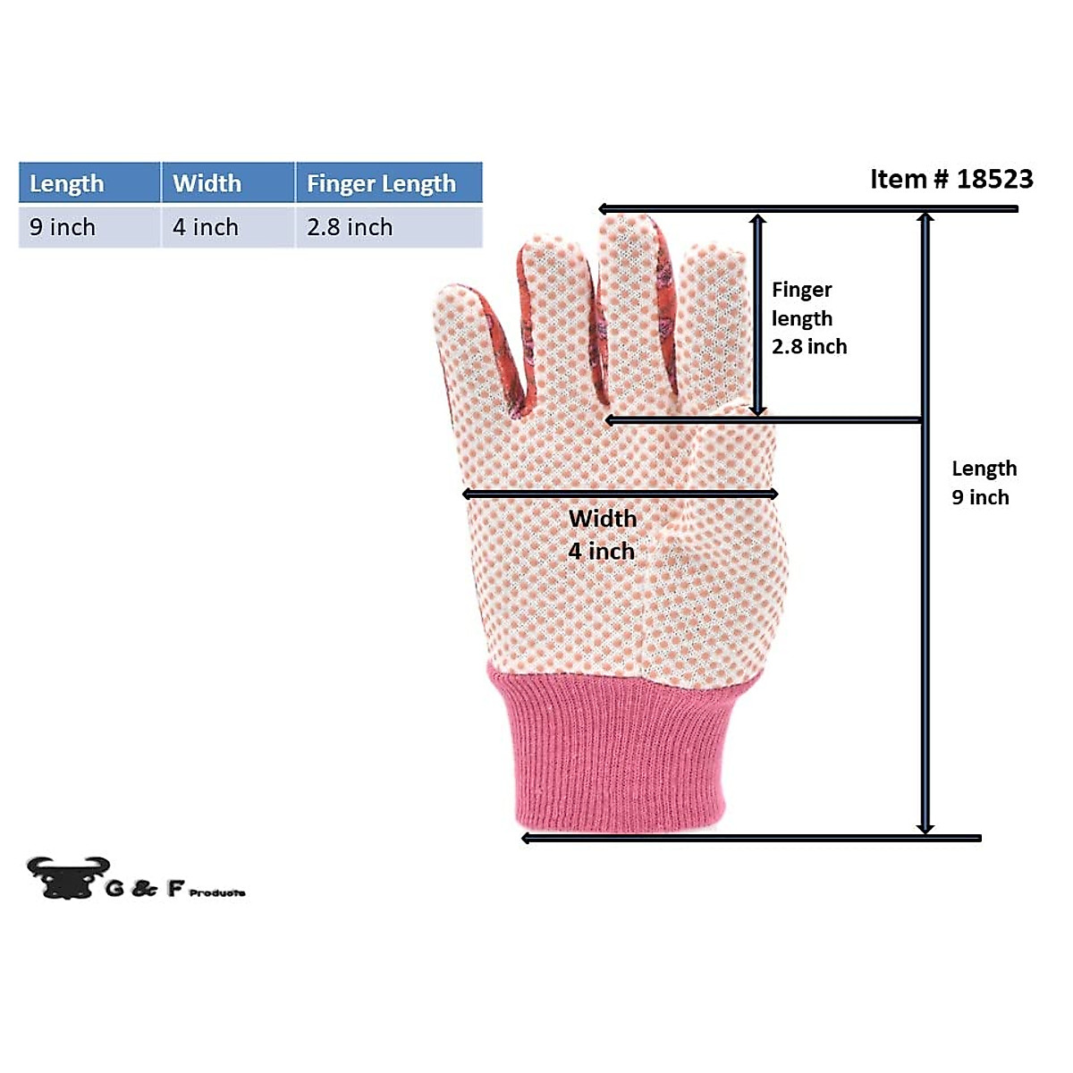 G & F 1852-3 Women Soft Jersey Garden Gloves, Women Work Gloves, 3-Pairs Green/Pink/Blue per Pack