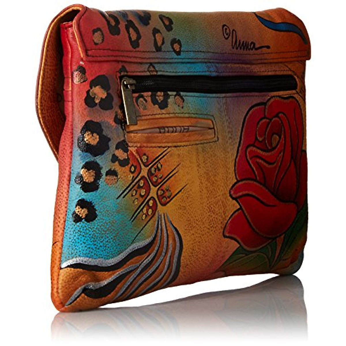 Anna by Anuschka womens Anna Anuschka, Handpainted Leather Envelope Clutch, Rose Safari Clutch, Rose Safari, One Size US