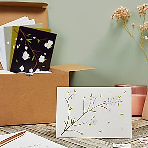 120-Pack Cherry Blossom Note Cards with Envelopes, Blank Vintage-Style Thank You Notes, Bulk Box Set for Wedding Small Business, Birthday (6 Floral Designs, 4x6 In)