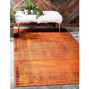 Unique Loom Imperial Collection, Medallion, Border, Distressed, Vintage, Bright Colors Area Rug, 2 x 3 ft, Terracotta/Brown